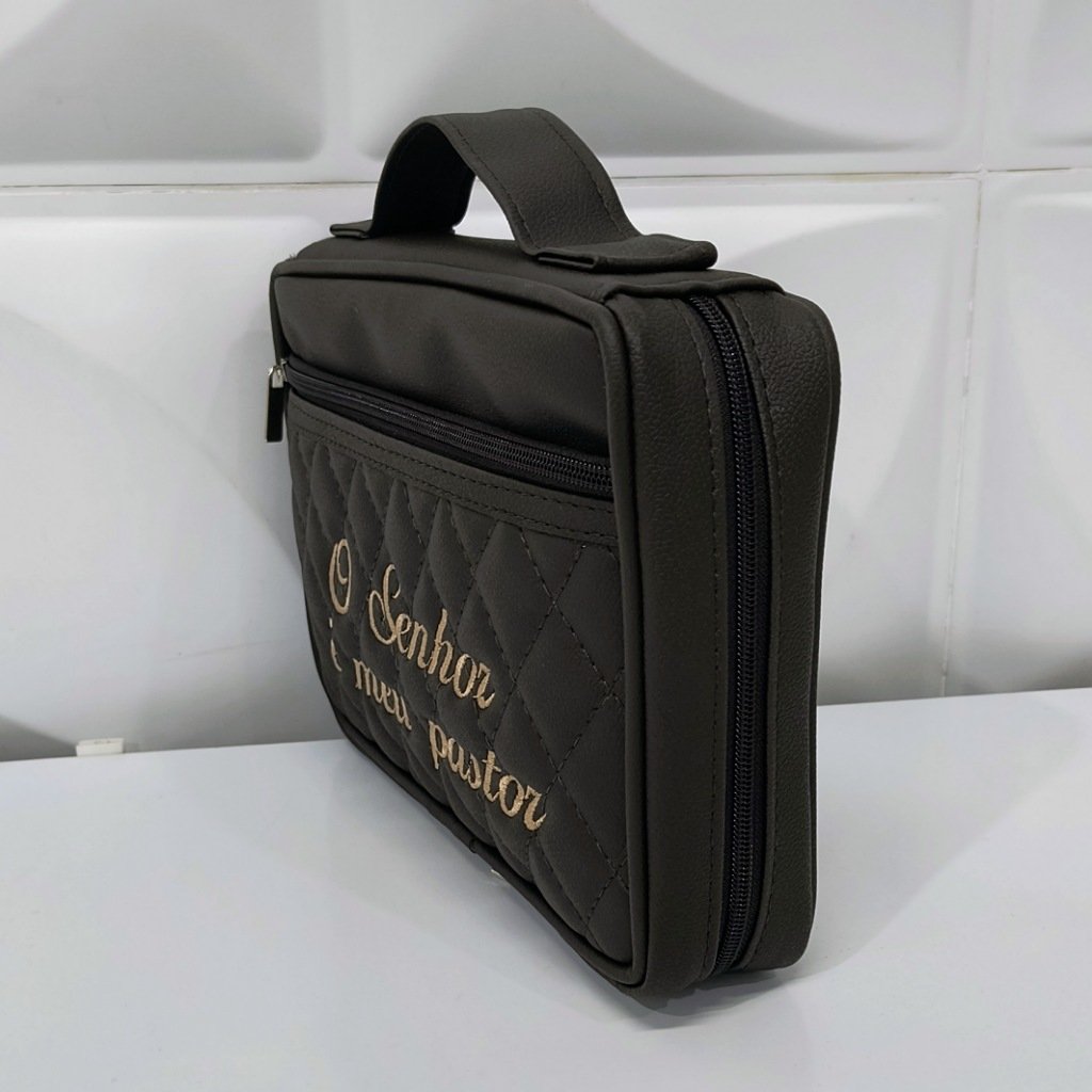 Bolsa Porta Bíblia Personalizada Frase Jesus Marrom - Coutre Bolsas